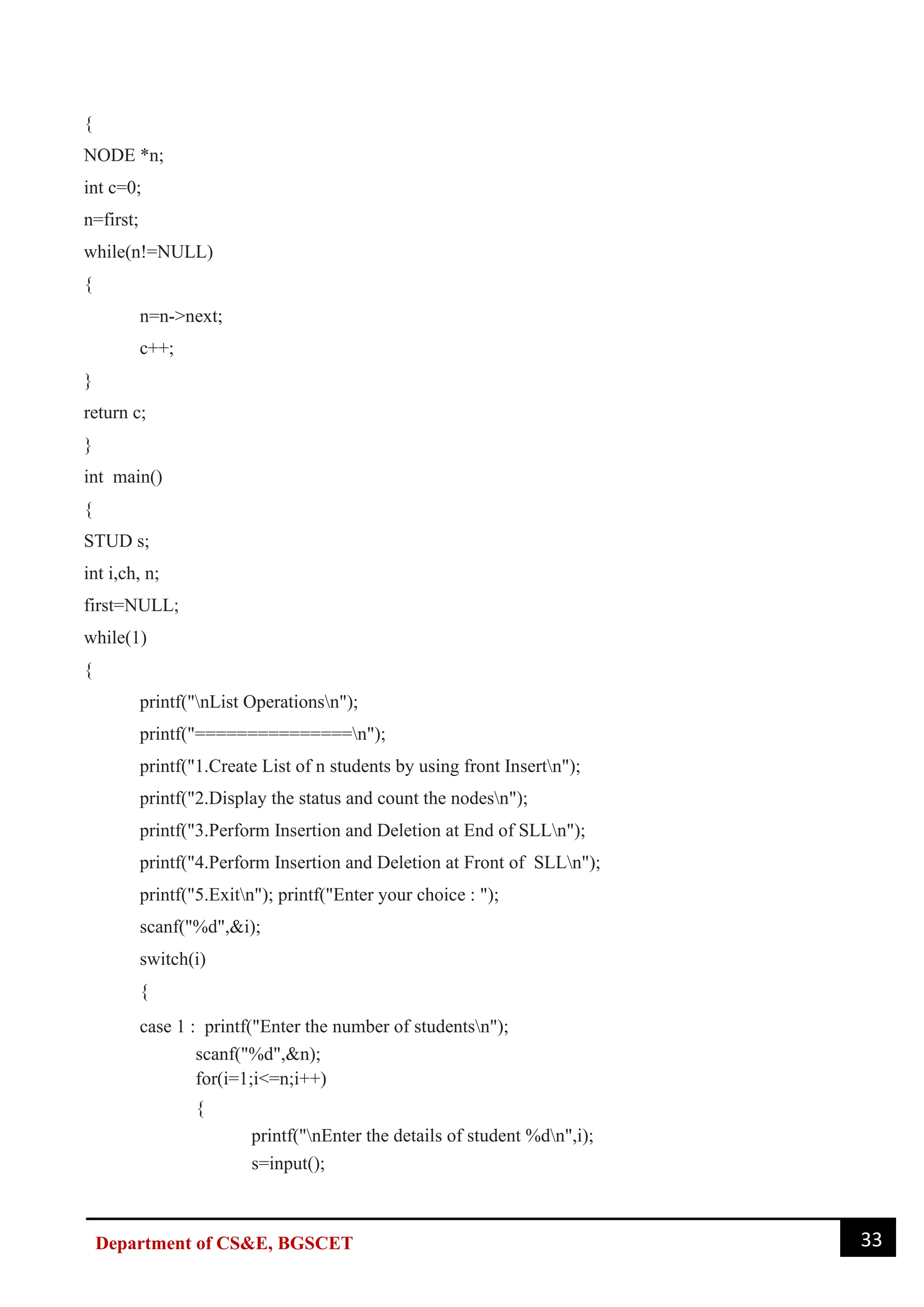 vtu data structures lab manual bcs304 pdf | PDF | Programming Languages | Computing