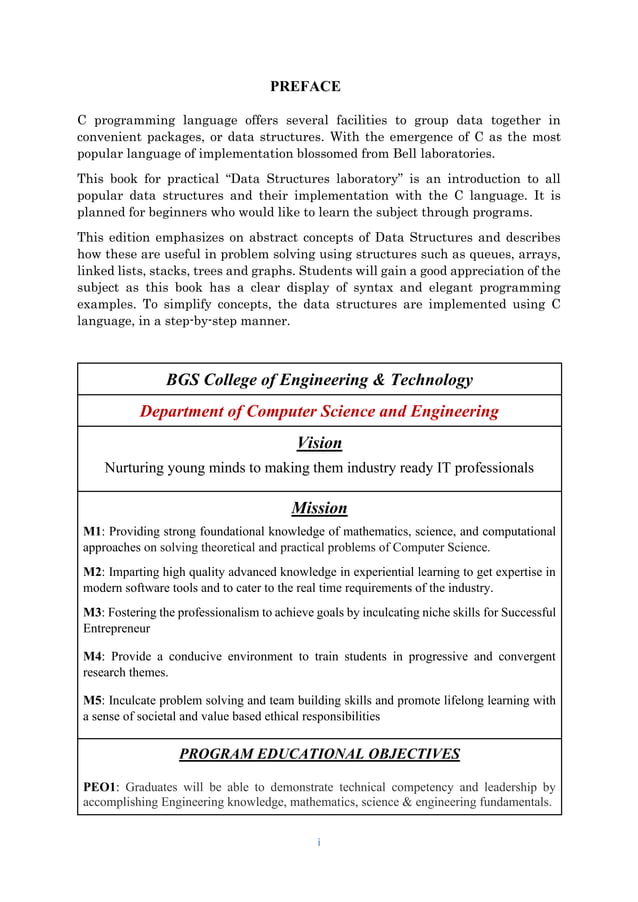 vtu data structures lab manual bcs304 pdf | PDF | Programming Languages | Computing