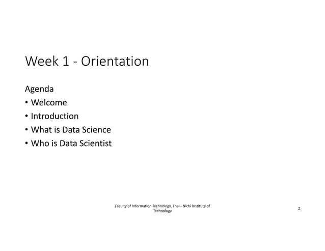 2019 DSA 105 Introduction to Data Science Week 1 | PPT