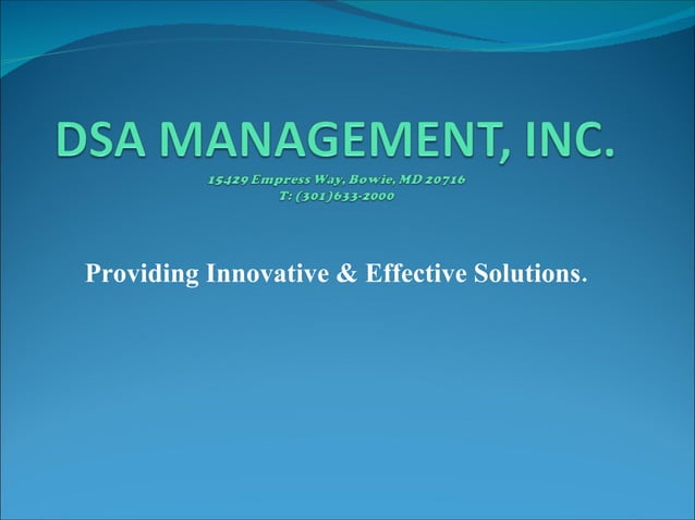 Dsa Management, Inc Presentation 2 | PPT