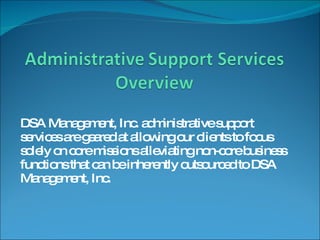 Dsa Management, Inc Presentation 2 | PPT