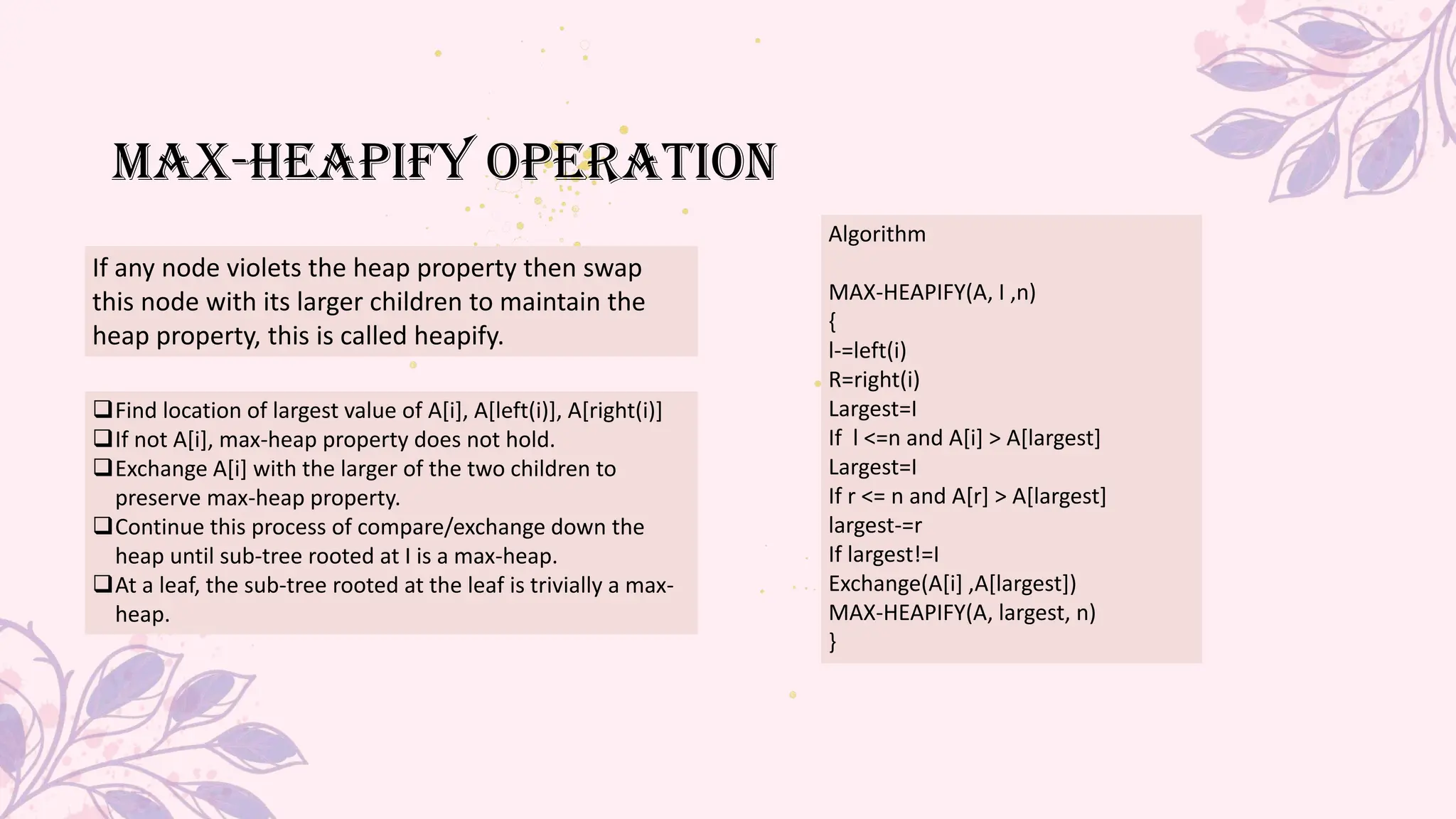 Heaps & its operation -Max Heap, Min Heap | PPTX