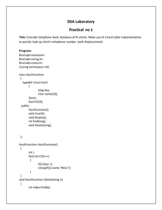 Dsa pract1.docx | Programming Languages | Computing