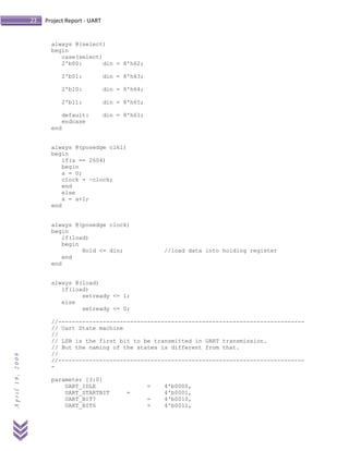 Universal asynchronous receiver-transmitter UART Dsa project report | PDF