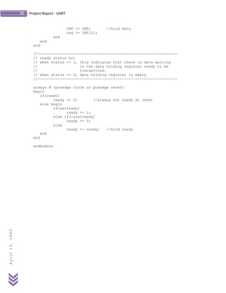 Universal asynchronous receiver-transmitter UART Dsa project report | PDF