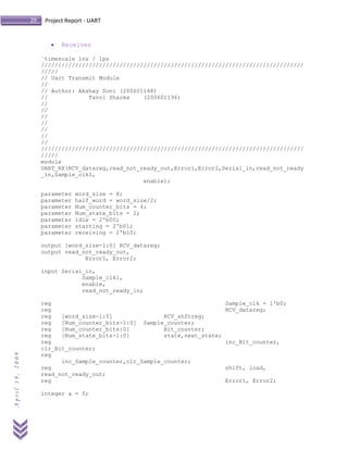 Universal asynchronous receiver-transmitter UART Dsa project report | PDF