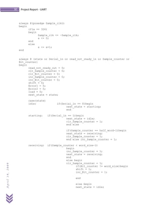 Universal asynchronous receiver-transmitter UART Dsa project report | PDF