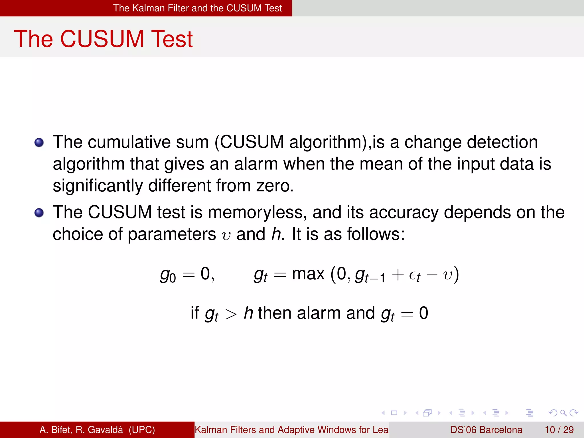 Kalman Filters and Adaptive Windows for Learning in Data Streams | PDF | Computing | Technology ...