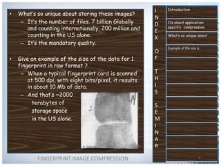 Fingerprint_compression | PPTX | Data Storage and Warehousing | Computing