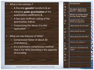 Fingerprint_compression | PPTX | Data Storage and Warehousing | Computing