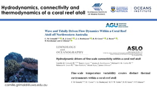 DSD-INT 2022 Hydrodynamics, connectivity and thermodynamics of a coral ...