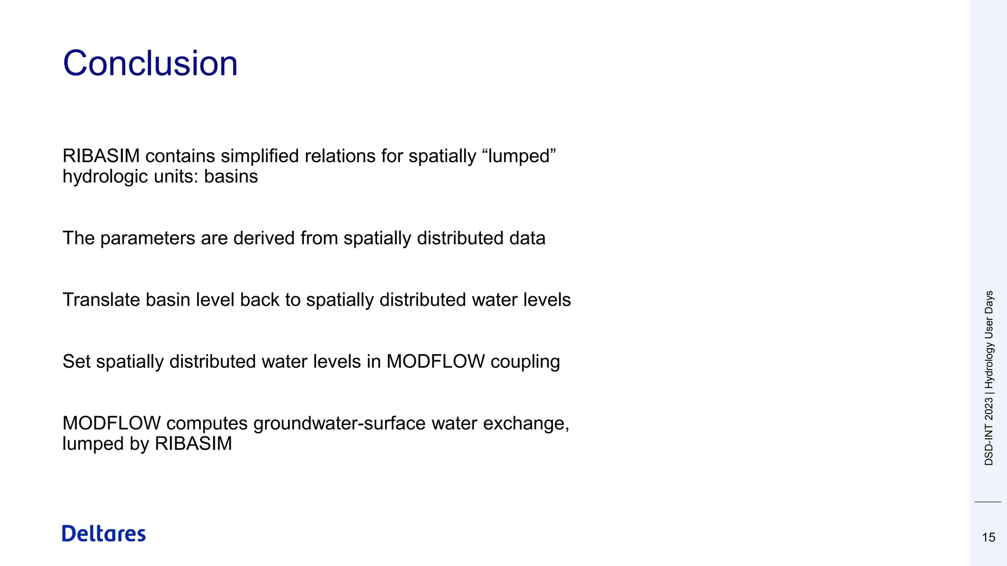 DSD-INT 2023 Coupling RIBASIM to a MODFLOW groundwater model - Bootsma ...