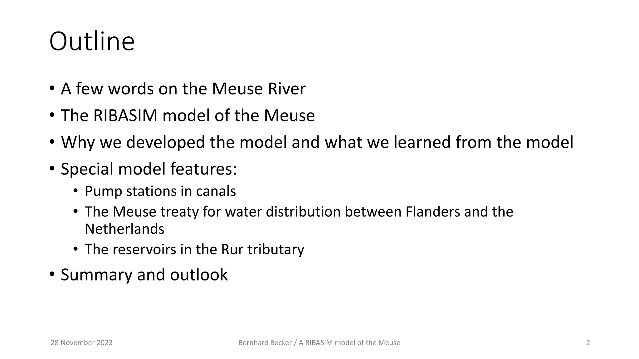 DSD-INT 2023 Low river discharge in the Meuse - a catchment-wide water ...