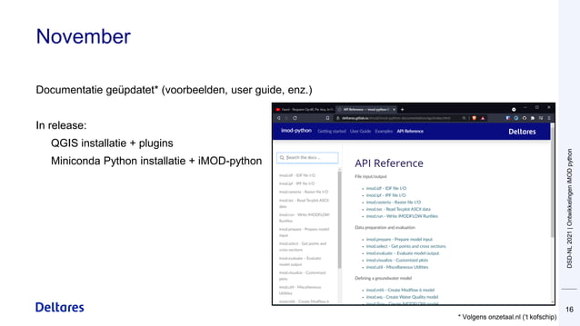 DSD-NL 2021 Ontwikkelingen iMOD python - Bootsma | PDF