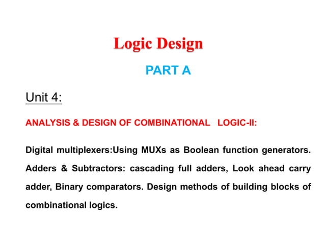 ANALYSIS & DESIGN OF COMBINATIONAL LOGIC | PPT