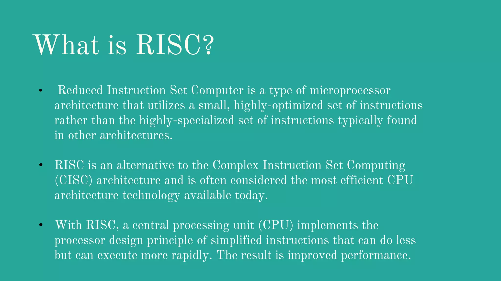 Dsdco IE: RISC and CISC architectures and design issues | PPT
