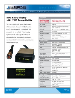 Data Entry Display Data Sheet (Interface Displays) | PDF