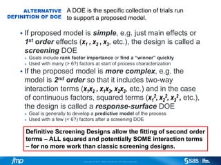 Creating and Analyzing Definitive Screening Designs | PDF