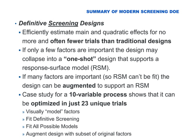 Creating and Analyzing Definitive Screening Designs | PDF