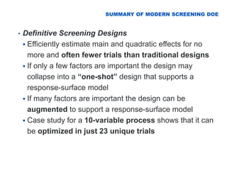 Creating and Analyzing Definitive Screening Designs | PDF