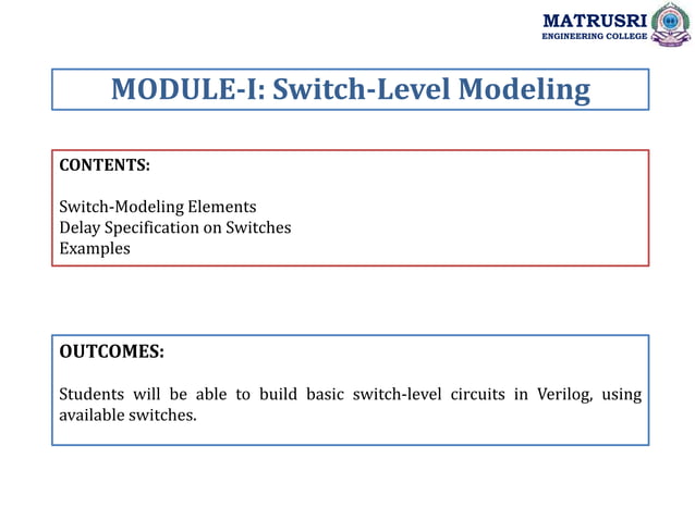 Digital System Design-Switchlevel and Behavioural Modeling | PPT