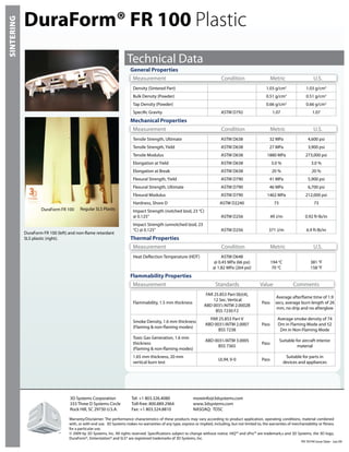 DuraForm FR 100 Plastic - SLS Systems - Material properties (EN) | PDF