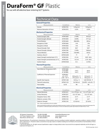 DuraForm GF Plastic - SLS Systems - Material properties (EN) | PDF