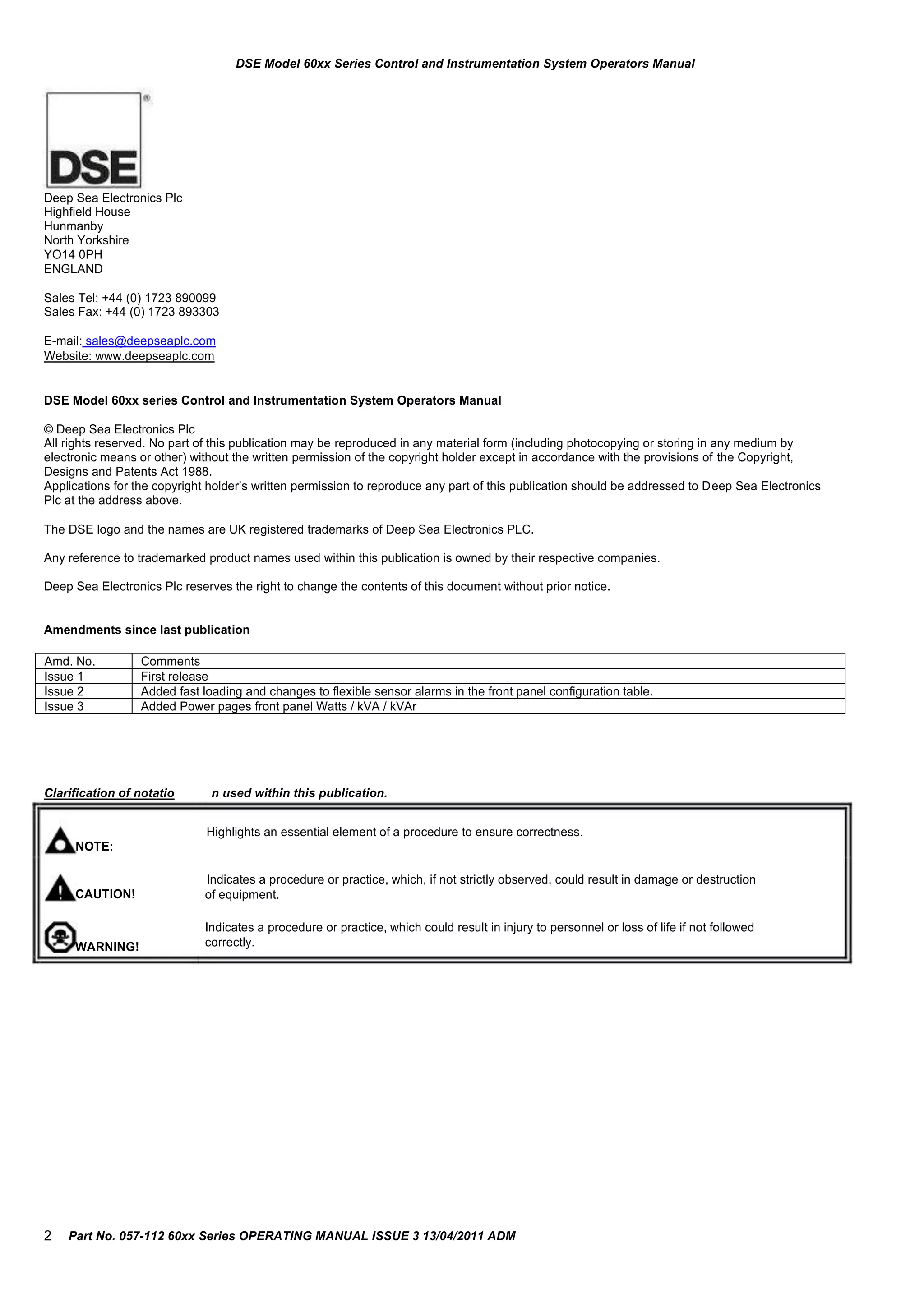 DSE 6010/20 - manual operation | PDF