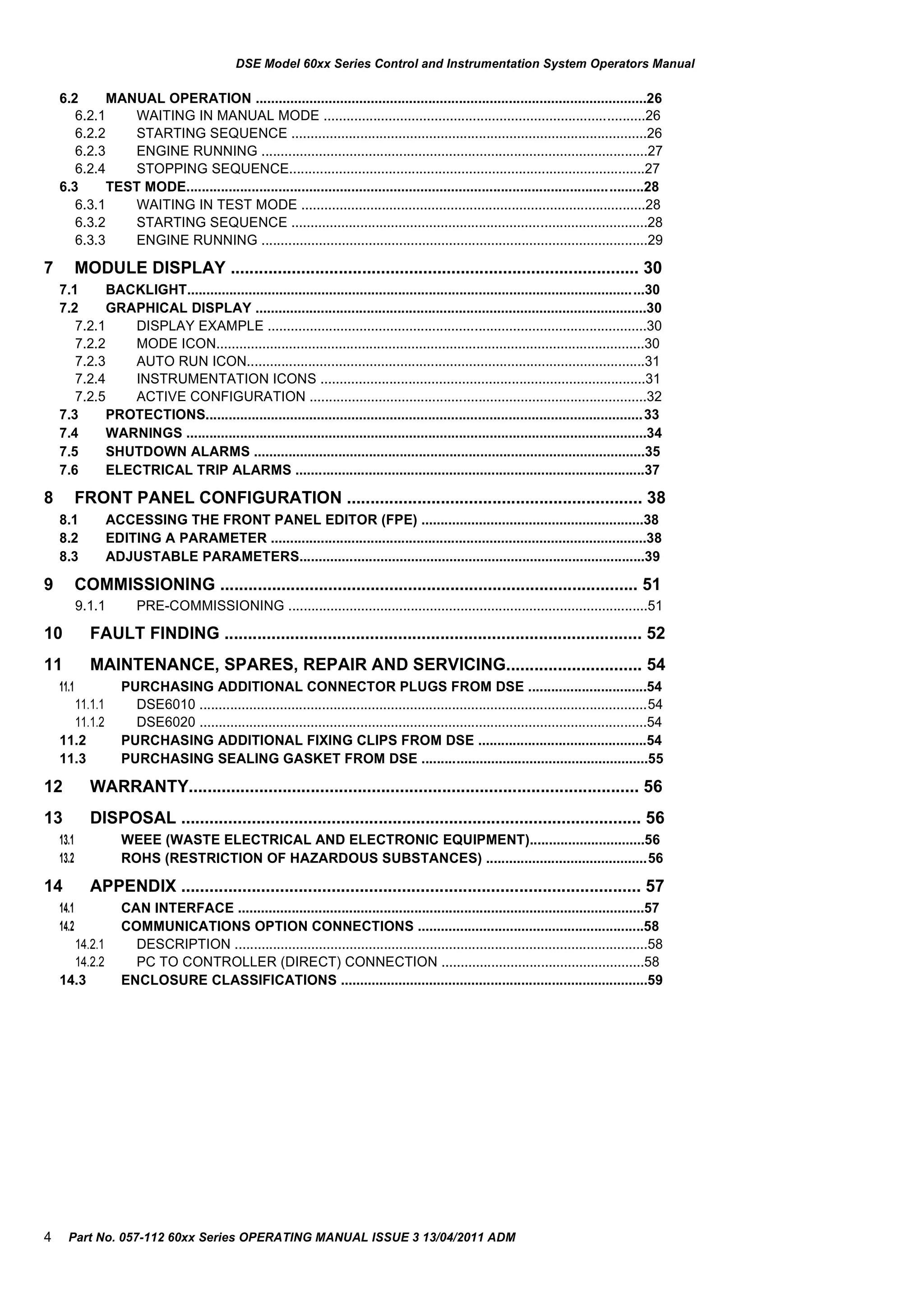 DSE 6010/20 - manual operation | PDF