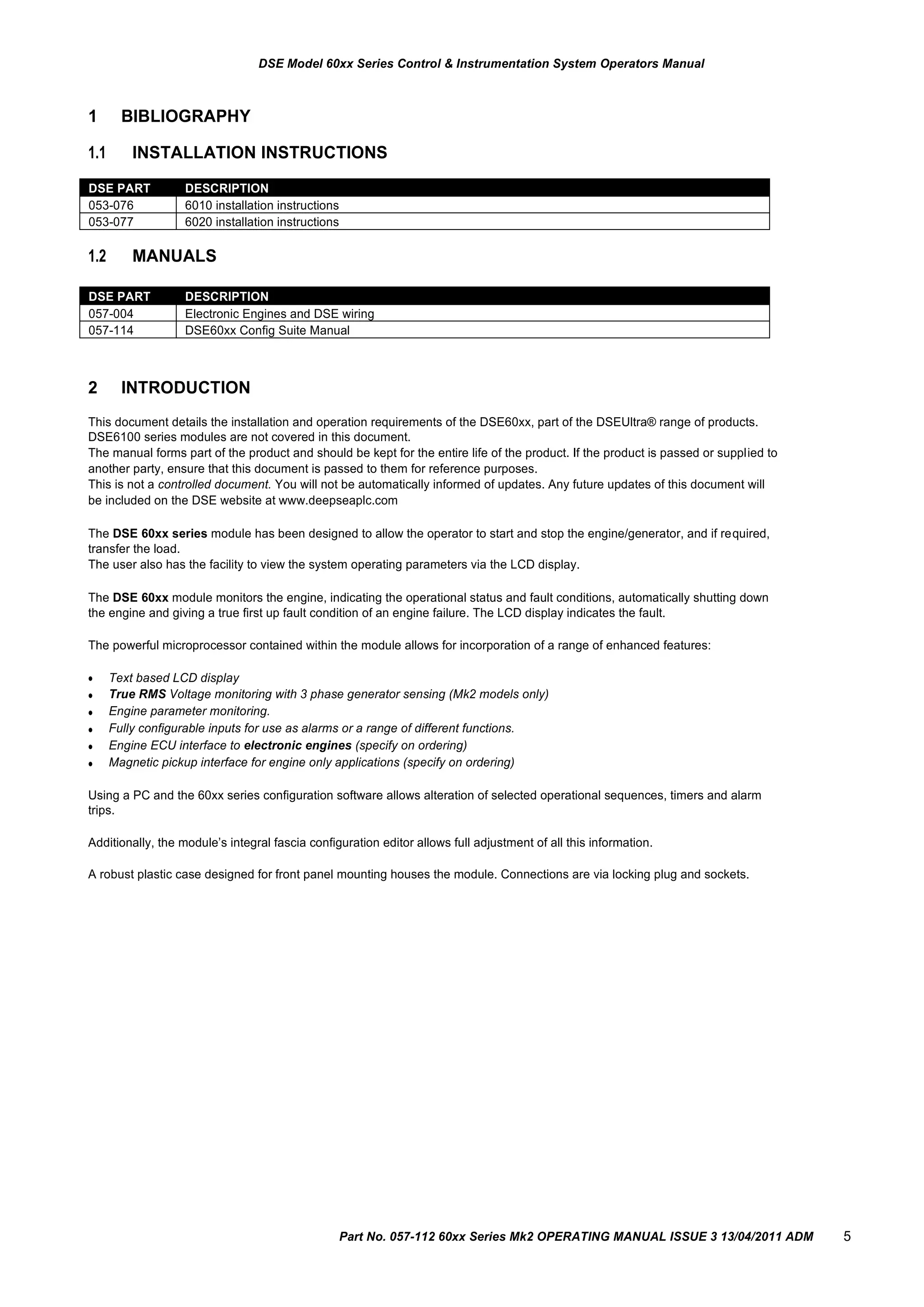 DSE 6010/20 - manual operation | PDF