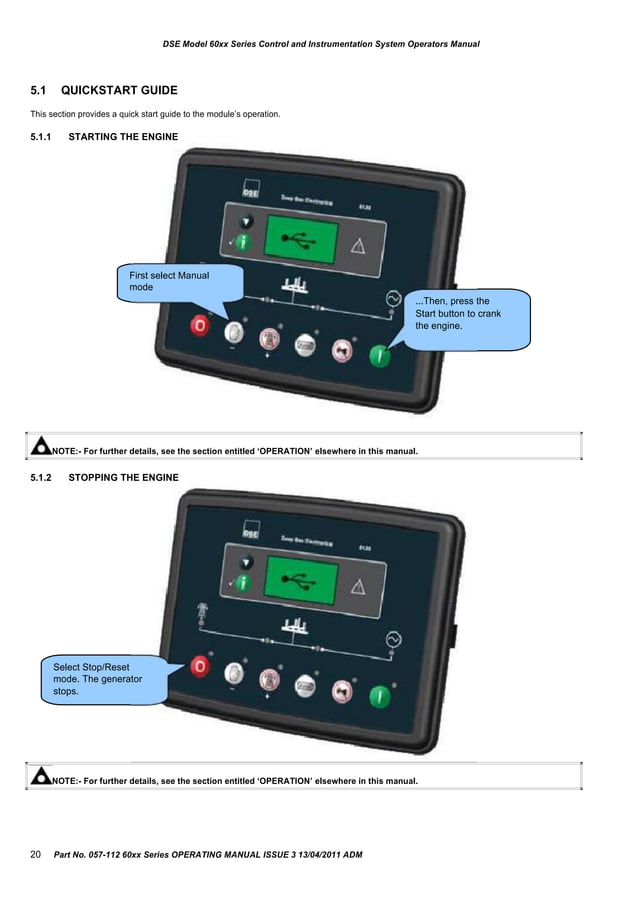DSE 6010/20 - manual operation | PDF