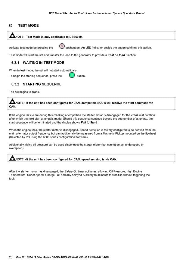 DSE 6010/20 - manual operation | PDF