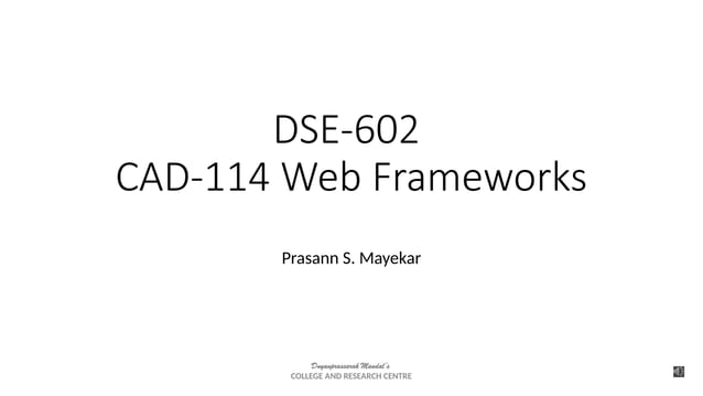 Web Frameworks: MEAN stack web development | PPT