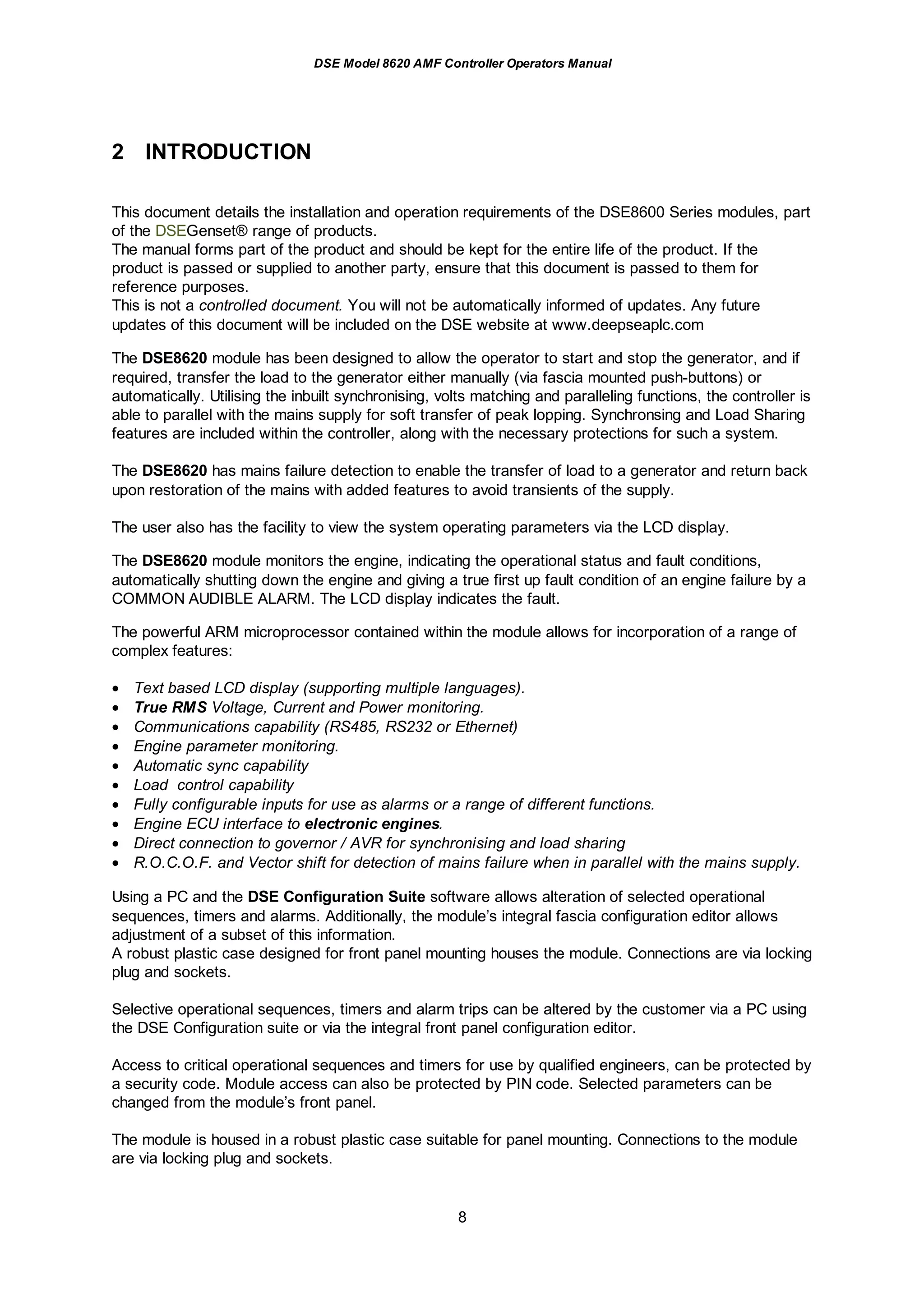 Dse8620 operators-manual | PDF