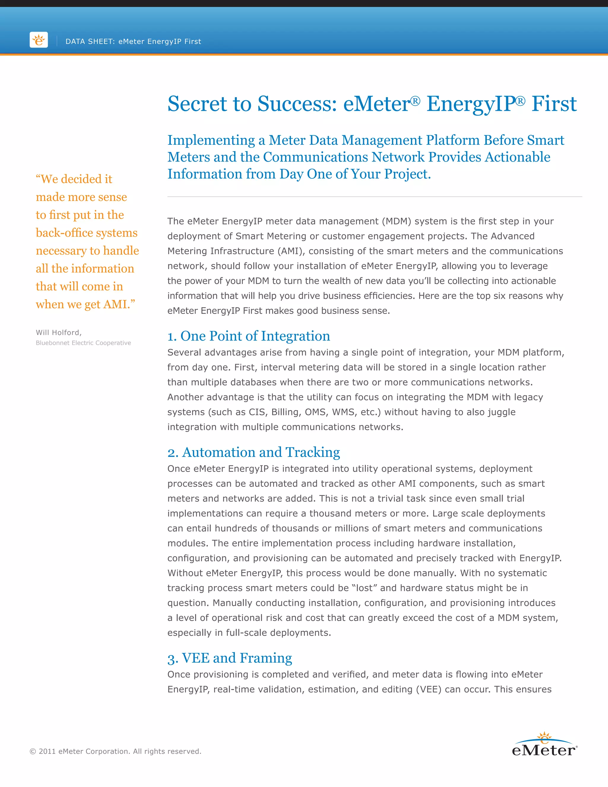 eMeter EnergyIP First Data Sheet | PDF