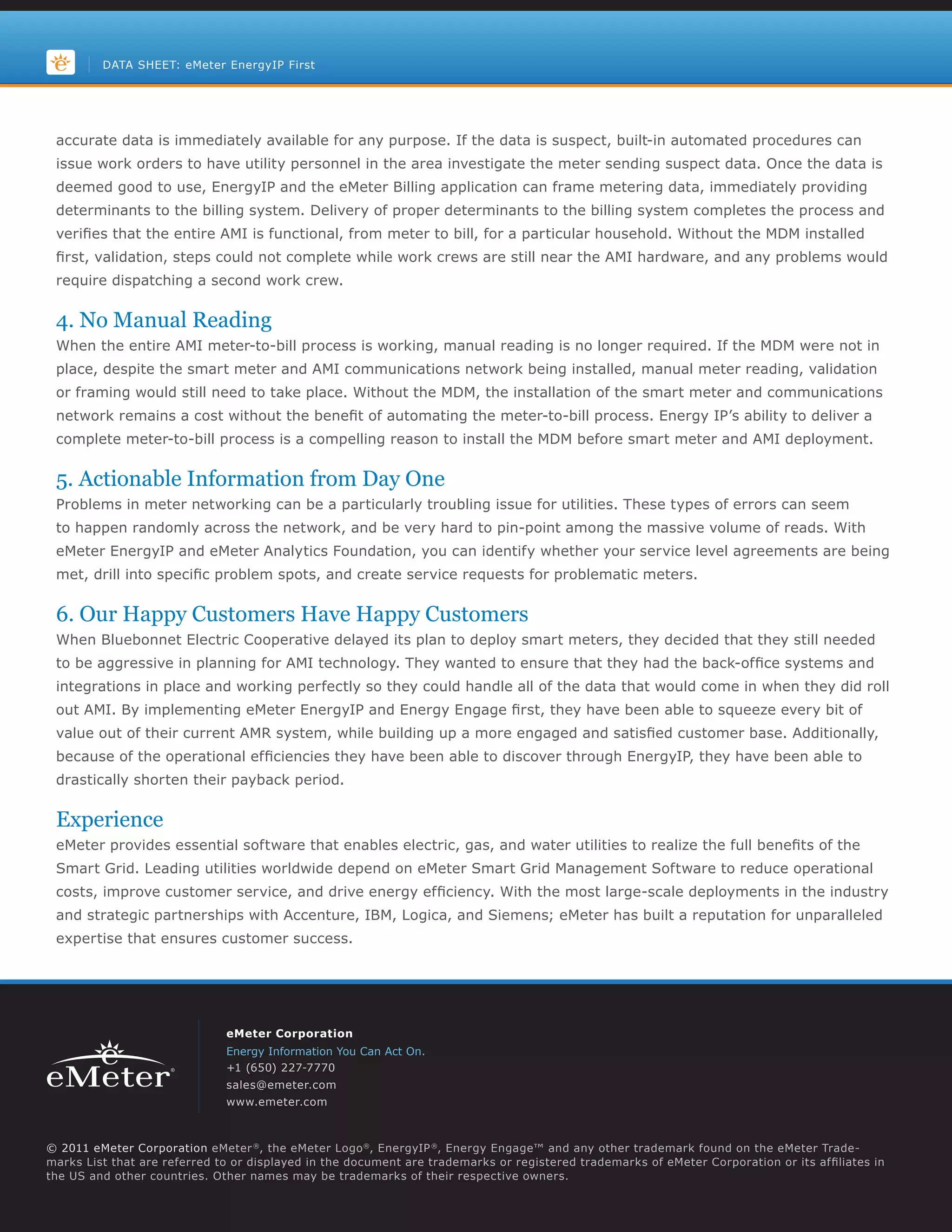 eMeter EnergyIP First Data Sheet | PDF
