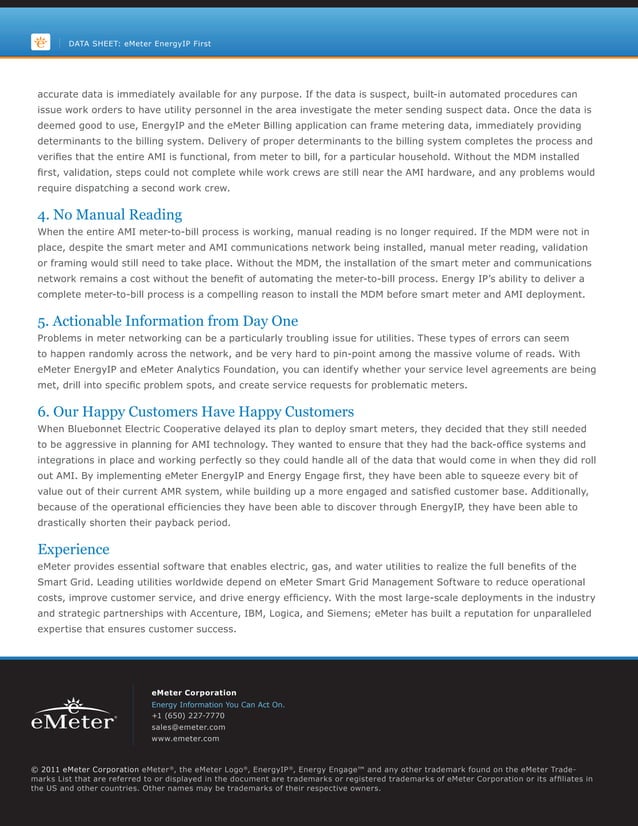 eMeter EnergyIP First Data Sheet | PDF
