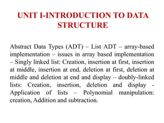 Data structures - unit 1 | PPTX