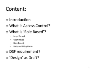 Implementing role based access control on Web Application (sample case)