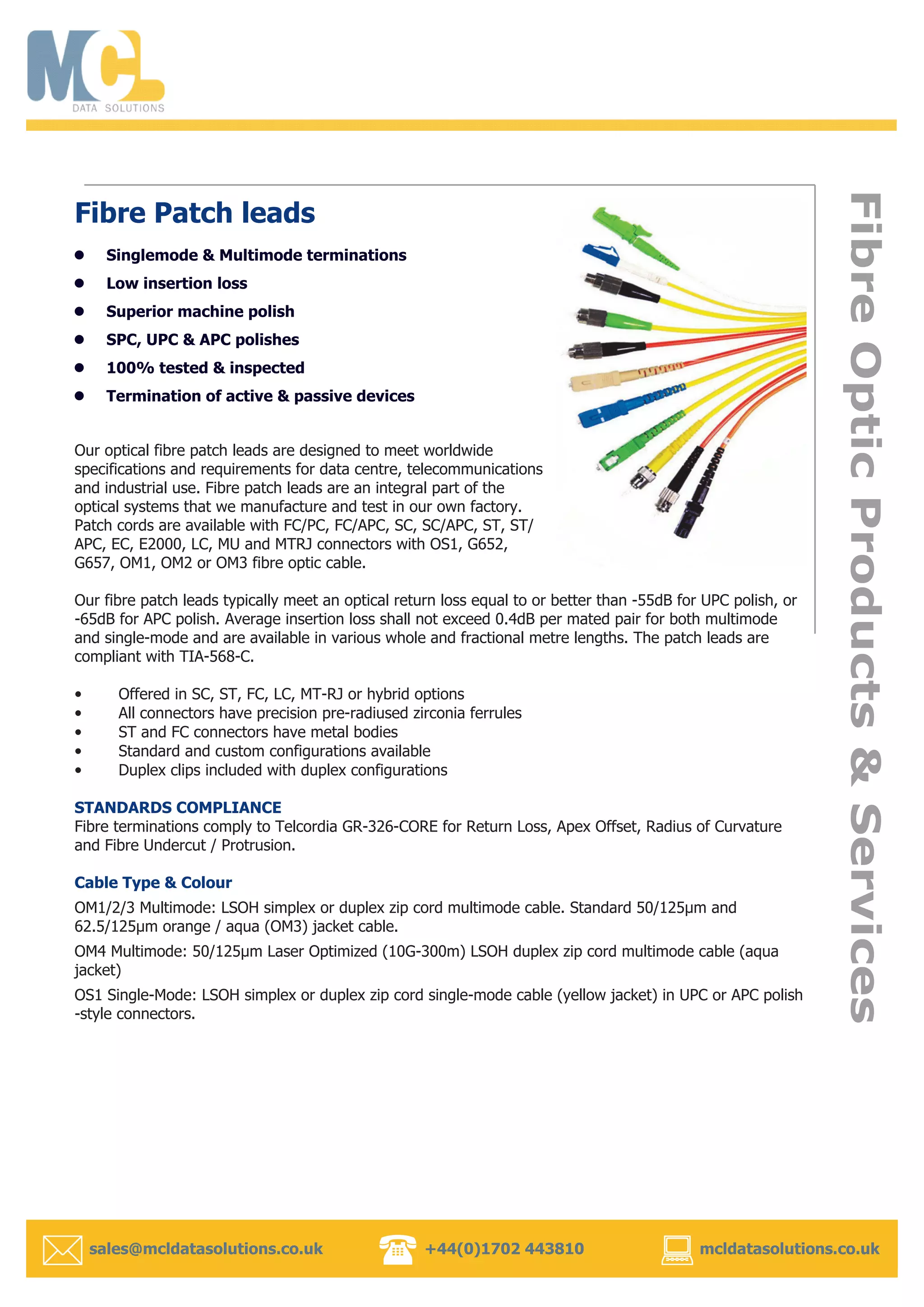 Ds fibre patch leads | PDF