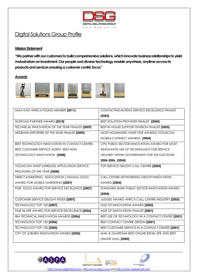 Dsg profile april 2012 | PDF
