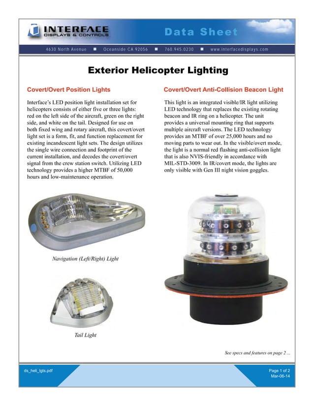 Exterior Helicopter Light Data Sheet (Interface Displays) | PDF ...