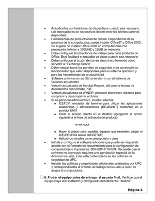 UPC - Soporte: Norma Instalación y configuración de equipos | PDF