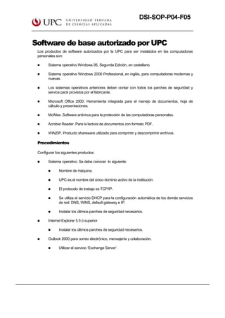 UPC - Soporte: Norma Instalación y configuración de equipos | PDF