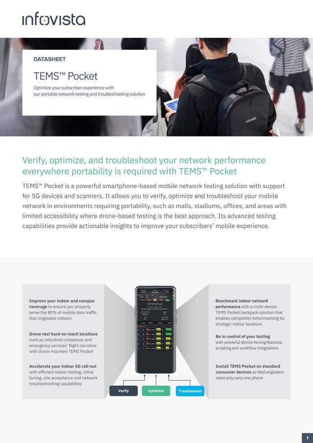 TEMS™ Pocket | Datasheet | Infovista | PDF | Computer Networking | Computing