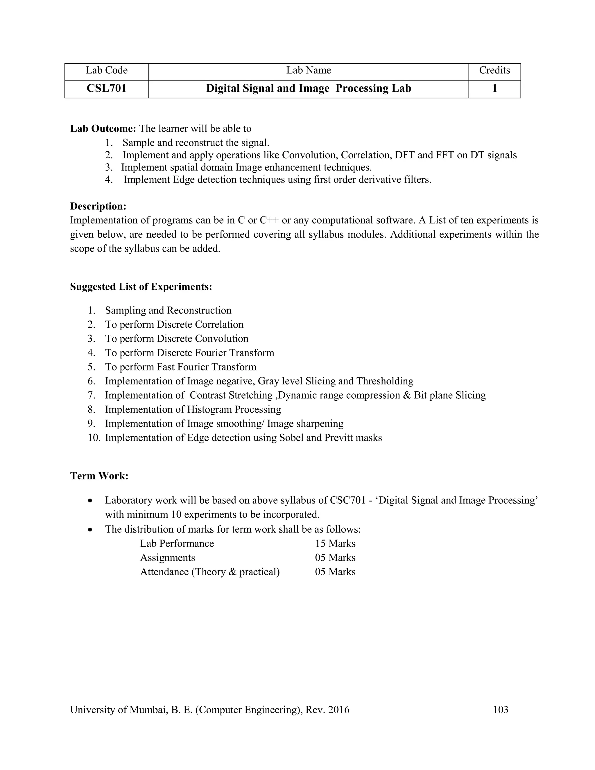 Dsip and aisc syllabus | PDF