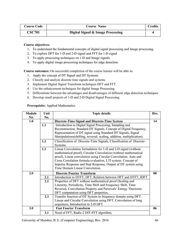 Dsip and aisc syllabus | PDF
