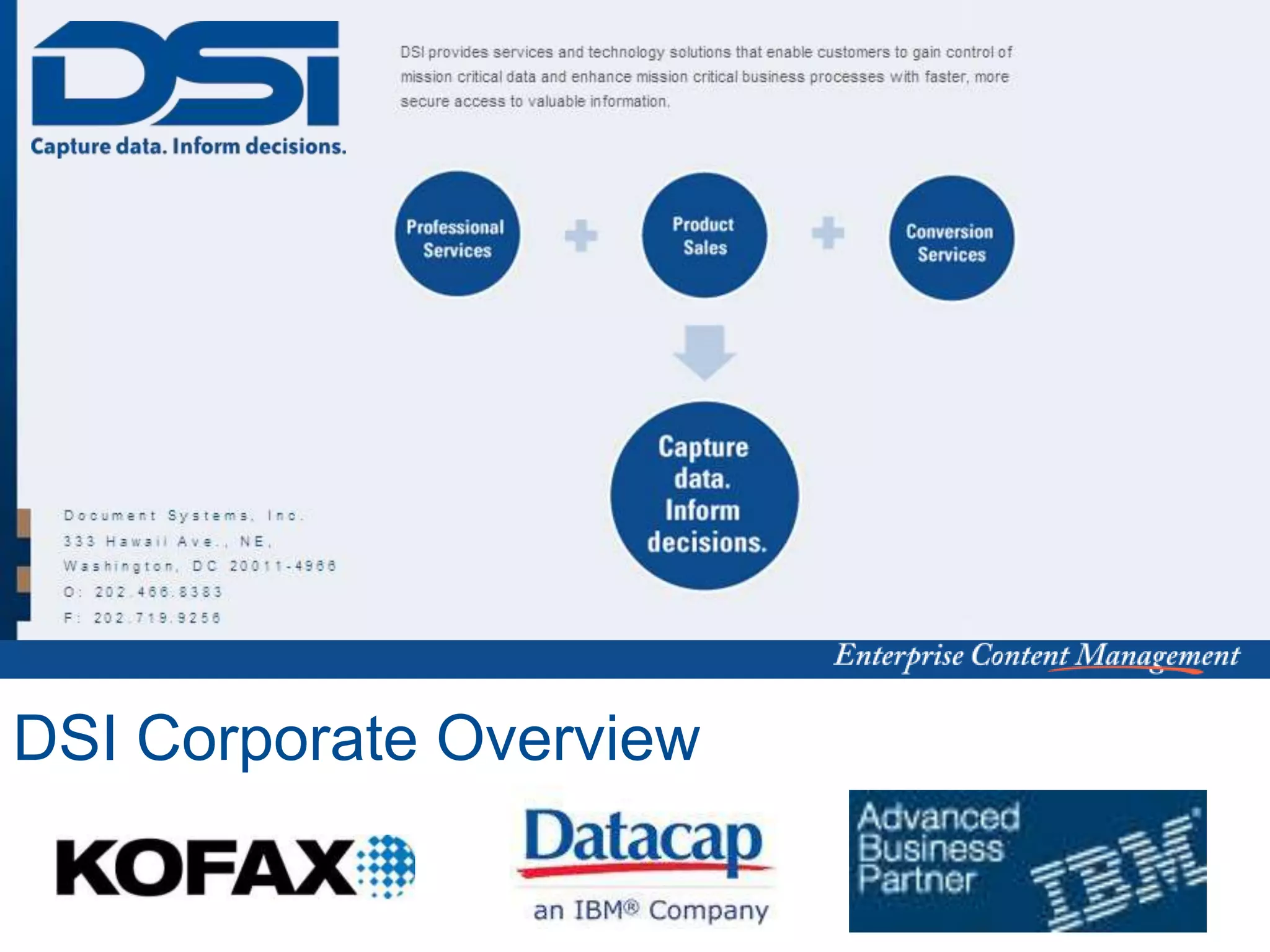 DSI Corporate Overview | PPTX | Operating Systems | Computer Software ...