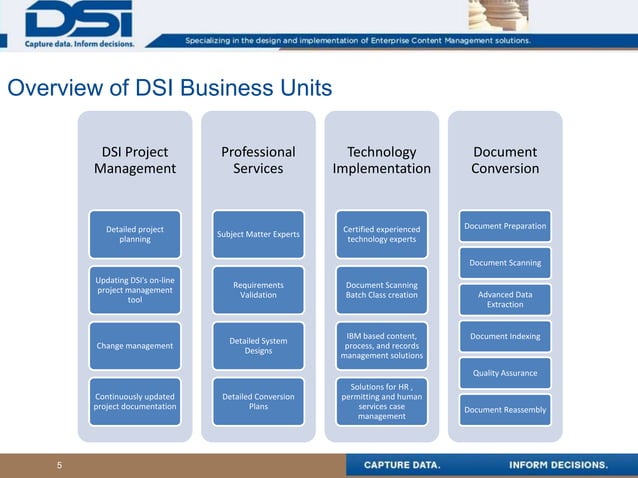 DSI Corporate Overview | PPTX | Operating Systems | Computer Software ...