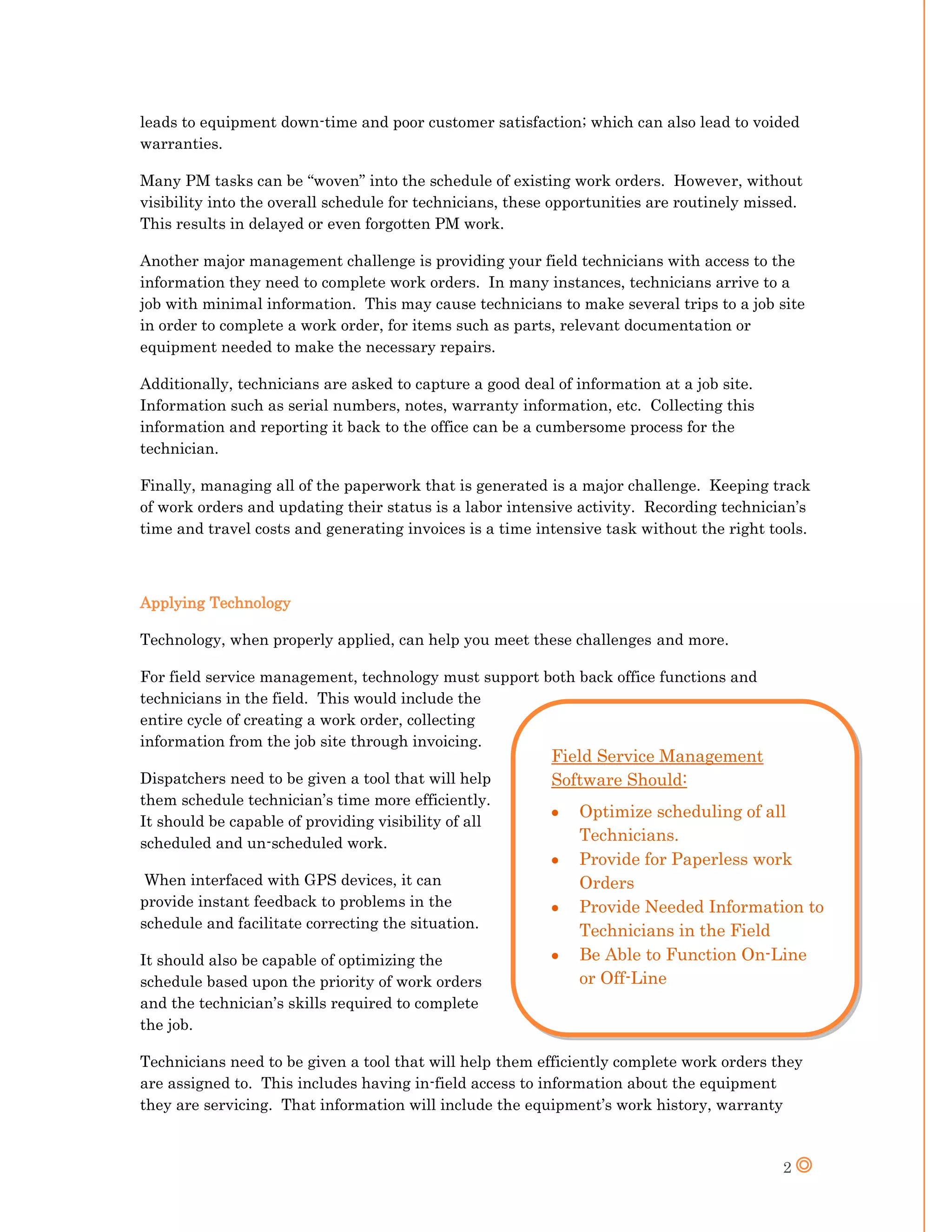 DSi white paper: Leveraging technology for improved field service operat… | PDF